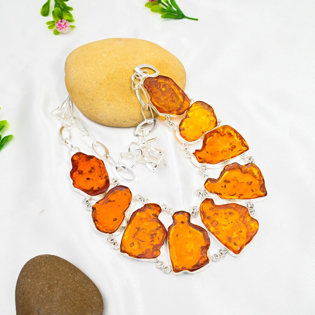 Baltic Amber Necklace 925 Sterling Silver Necklace Baltic Amber ...