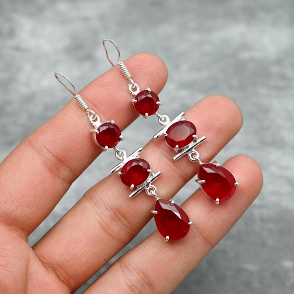 Red Jewel Earrings - Etsy