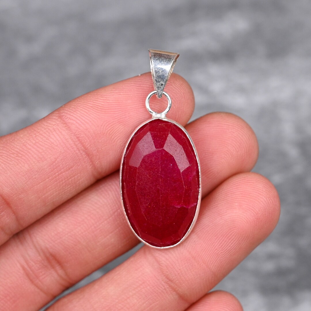 Kashmir Red Ruby Pendant 925 Sterling Silver Pendant Kashmir Red Ruby ...