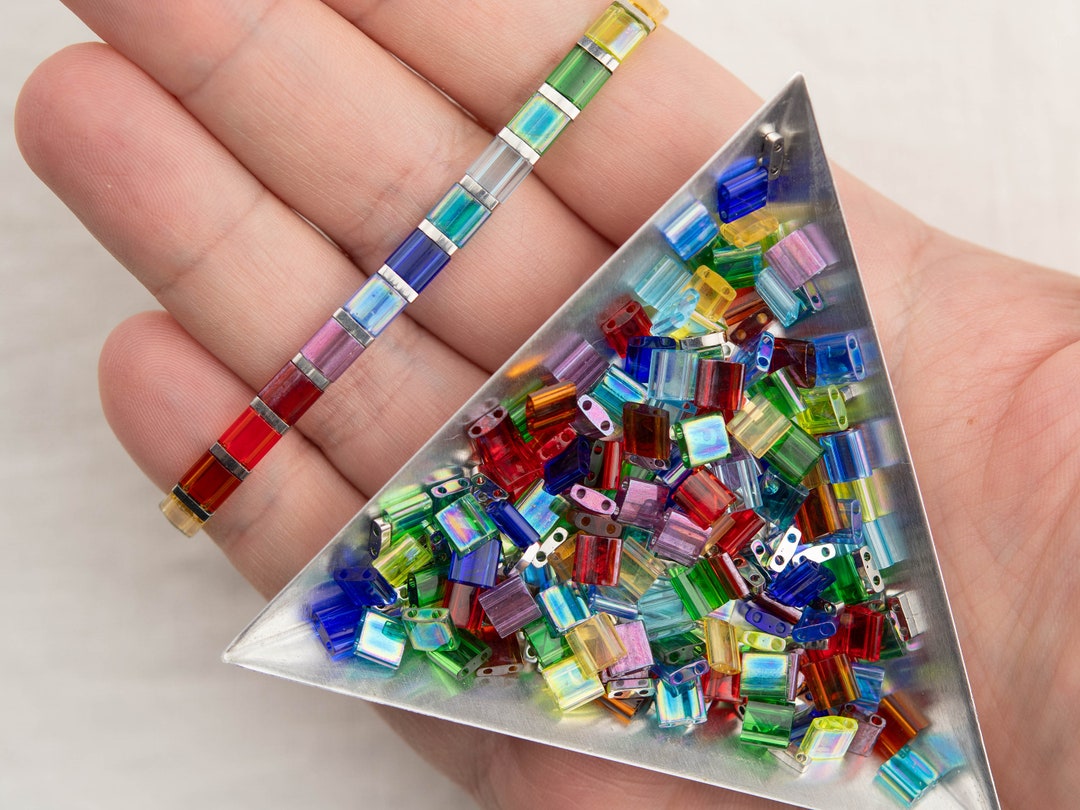 Tila Bead Custom Mix - Stained Glass Flat Tile Beads - 14g Bead Mix - Etsy