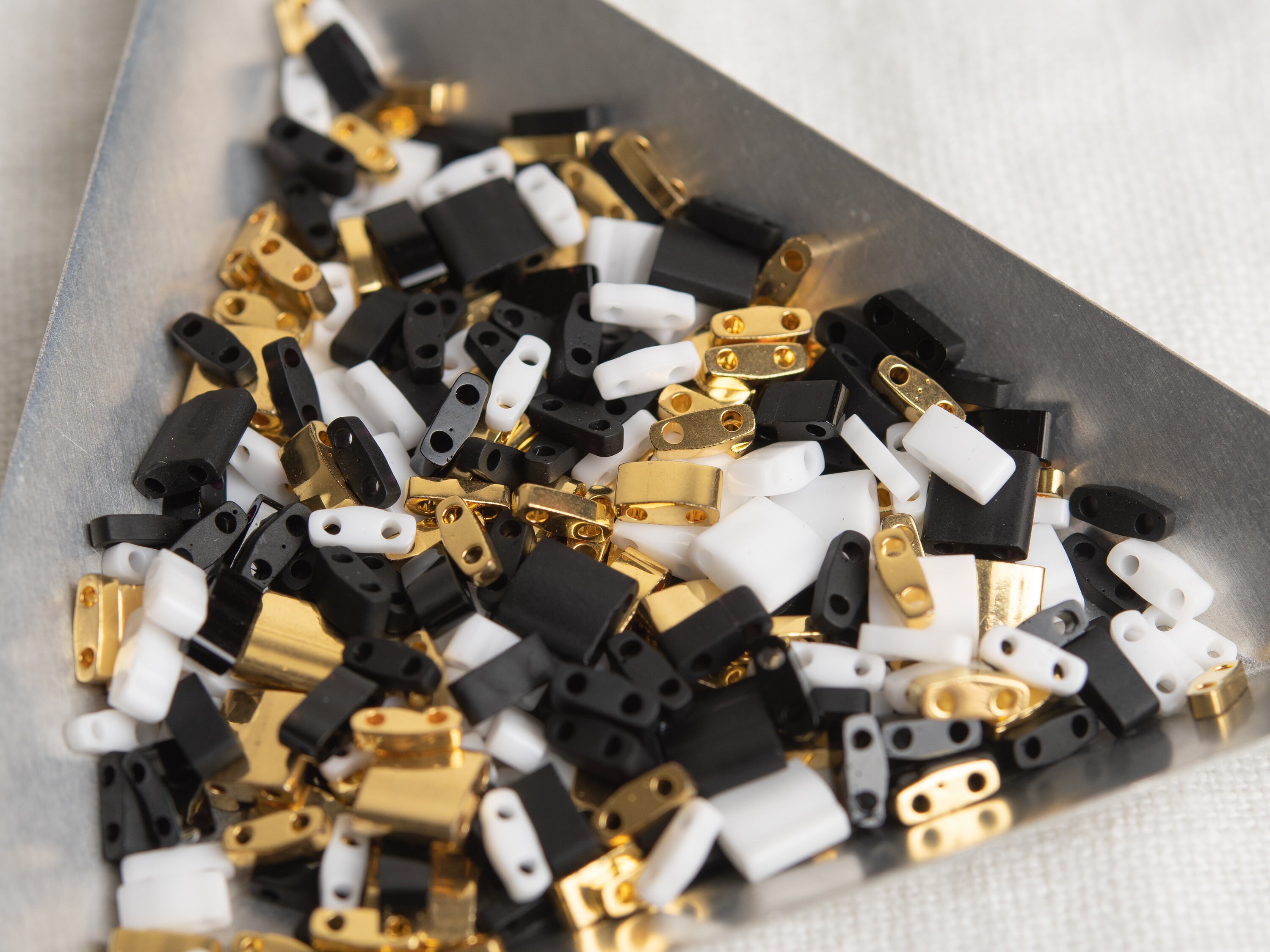 Tila Bead Custom Mix Black White and Gold Flat Tile Beads - Etsy