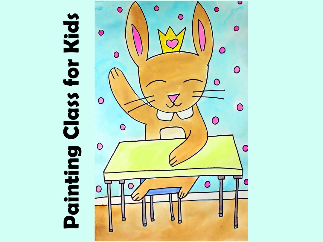 BUNNY AT SCHOOL | Kid's Video Art Lesson | Drawing & Watercolor ...