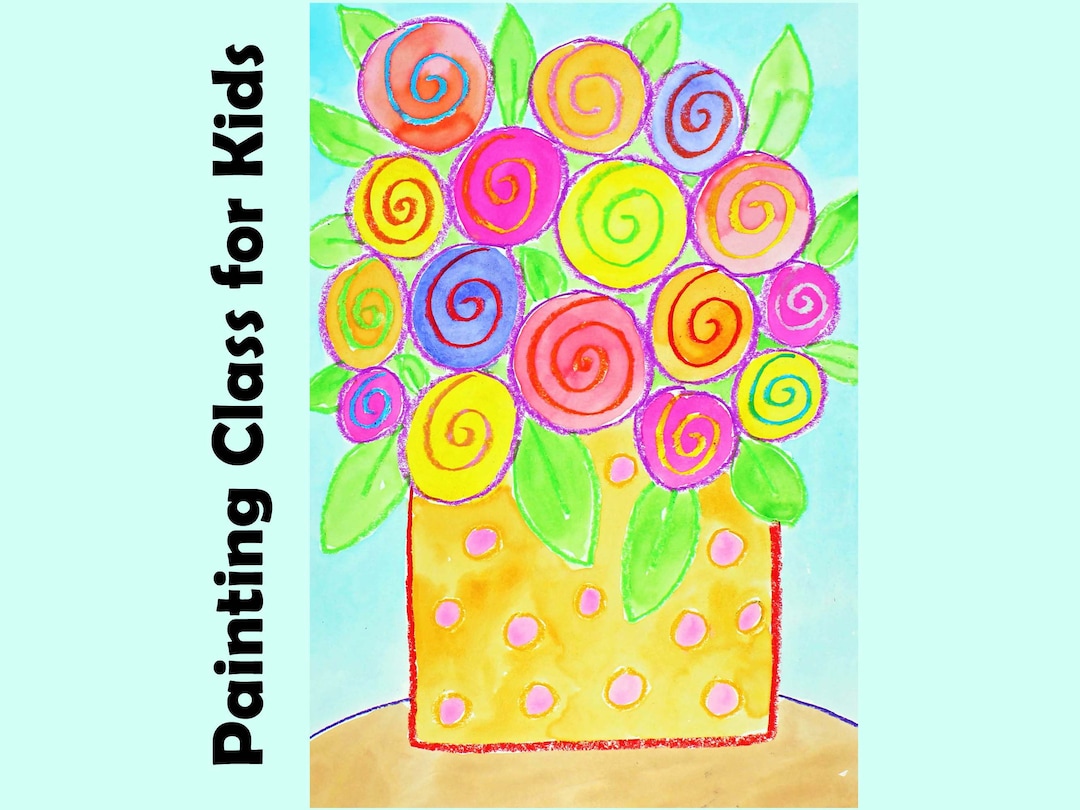 SWIRLY FLOWERS | Kids Art Lesson Drawing & Watercolor Painting Project ...