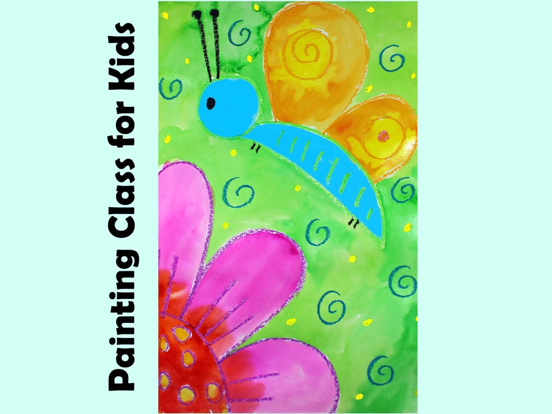 BUTTERFLY GARDEN | Kids Art Lesson Step-by-step Drawing & Watercolor ...