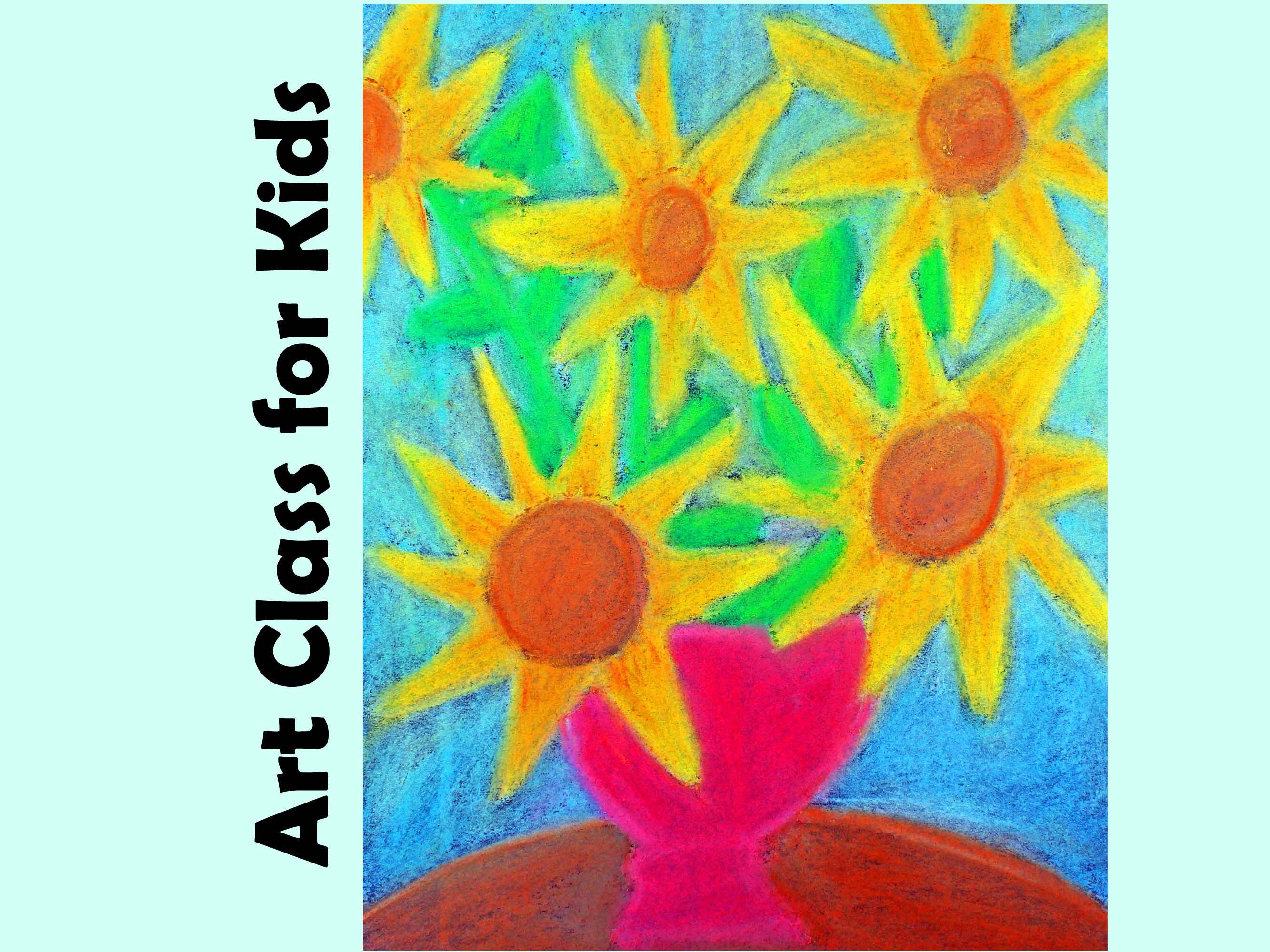 VAN GOGH SUNFLOWERS Kids Chalk Pastel Art Lesson | Easy Step-by-step ...