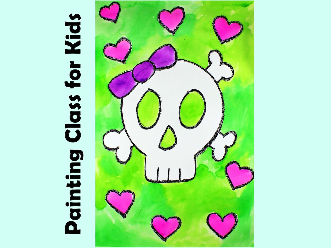 CUTESY SUGAR SKULL | Kid's Video Art Lesson | Step-by-step Drawing ...