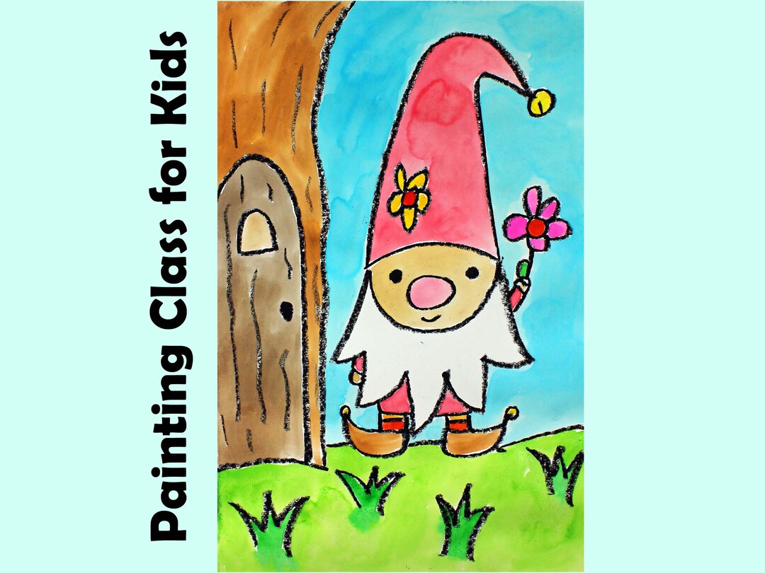 GNOME With a HOME | Kids Art Lesson Drawing & Watercolor Painting ...