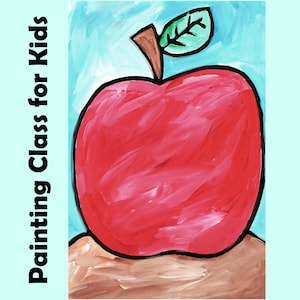 BIG RED APPLE Kids Art Lesson Step-by-step Drawing & Tempera Painting ...