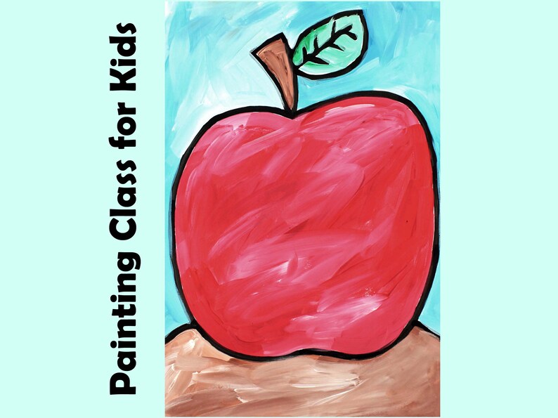BIG RED APPLE Kids Art Lesson Step-by-step Drawing & Tempera - Etsy