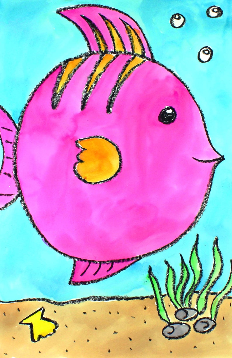BIG FISH | Kid's Video Art Lesson | Directed Drawing & Watercolor ...