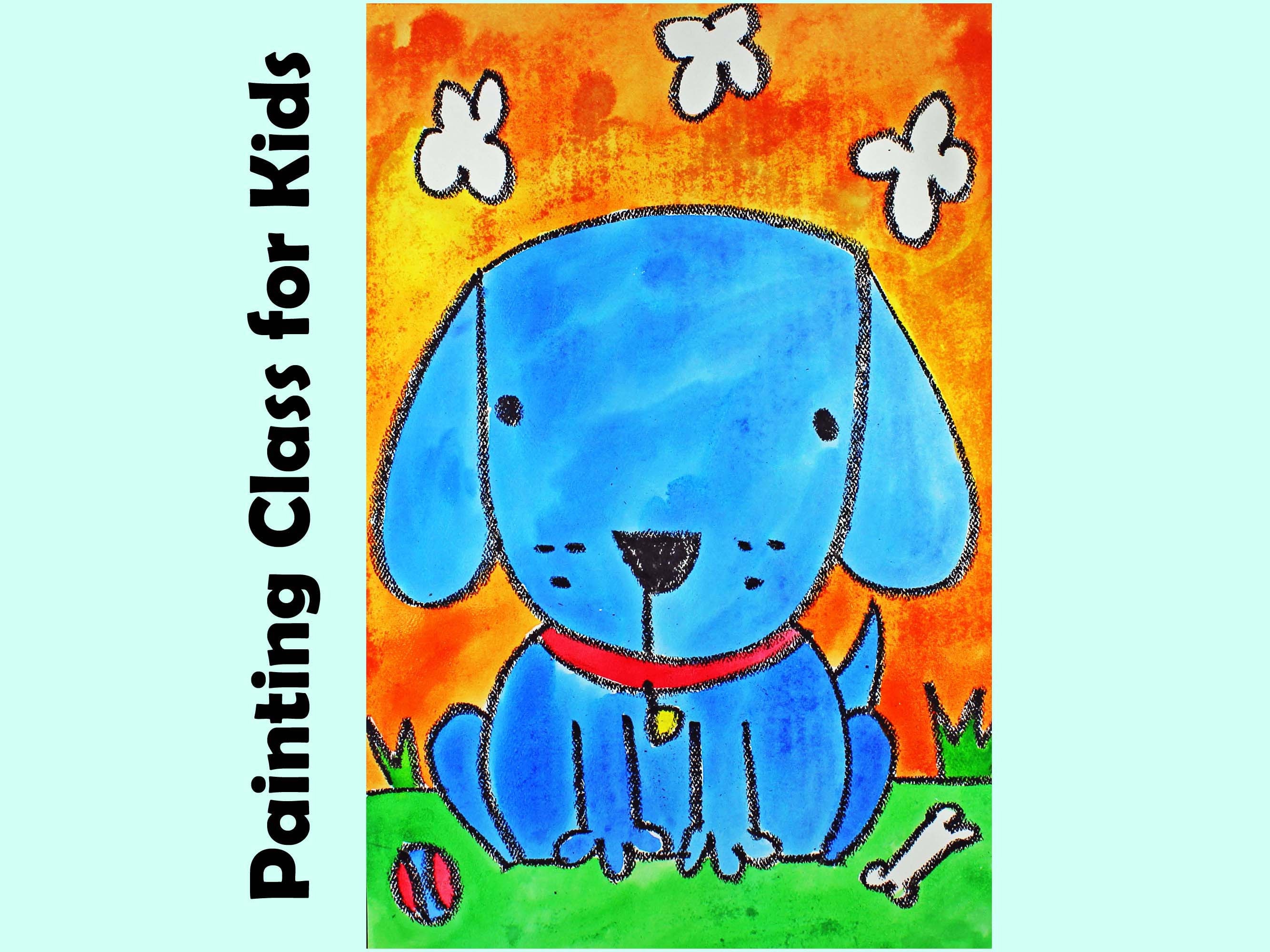 CUTE PUPPY DOG | Kid's Video Art Lesson | Drawing & Watercolor Painting ...