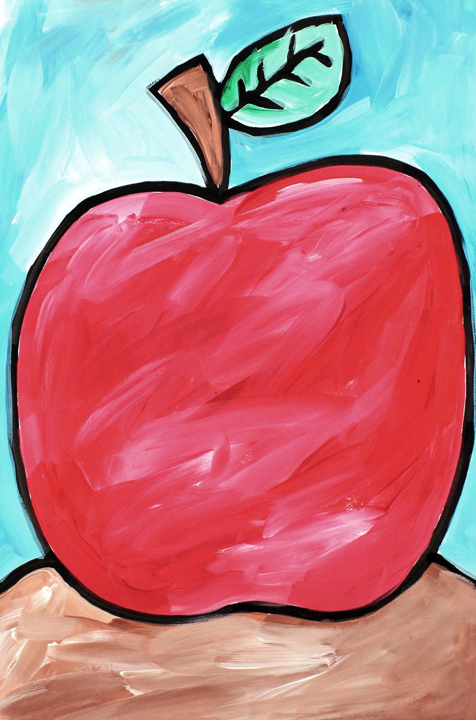 BIG RED APPLE Kids Art Lesson Step-by-step Drawing & Tempera Painting ...