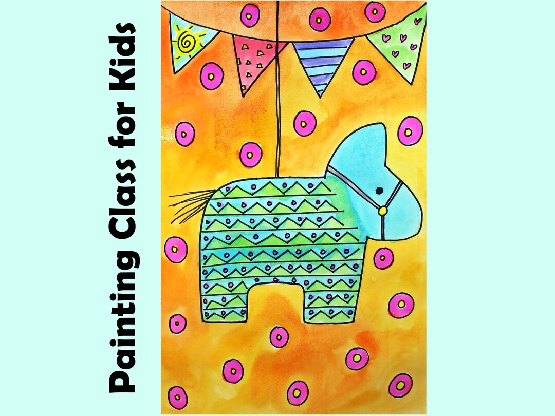 MEXICAN FOLK ART Pinata | Kid's Video Art Lesson | Drawing & Watercolor ...