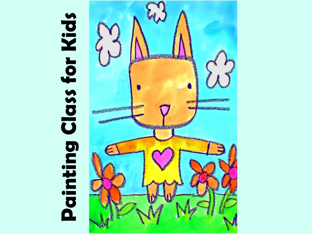 BUNNY in the GARDEN Kids Art Lesson Step-by-step Drawing & Watercolor ...