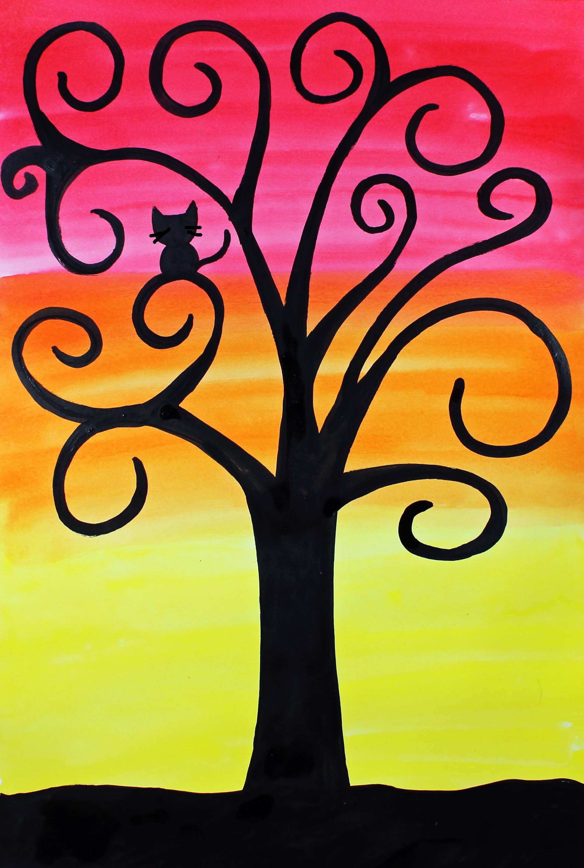 Swirly Tree Kids Art Lesson: Watercolor Painting Project (digital Video ...