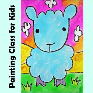 LITTLE SHEEP Kids Art Lesson Step-by-step Drawing & Watercolor Painting ...