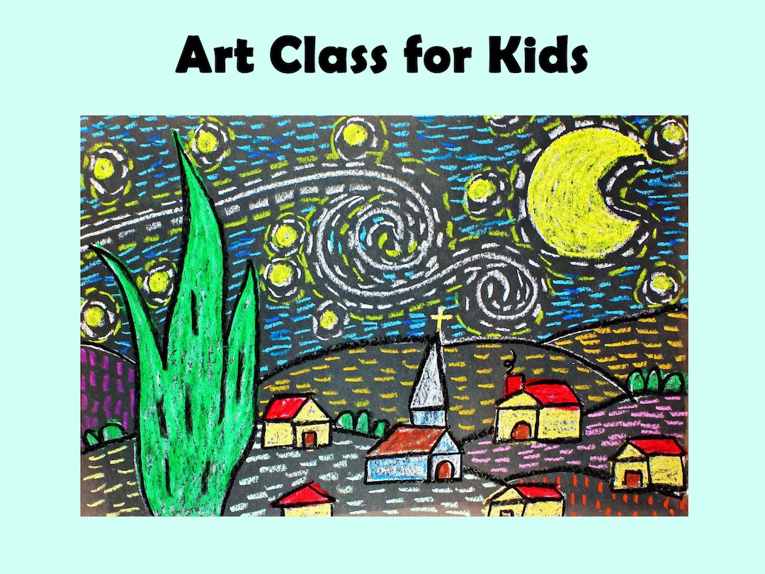 Starry Night Kids Art Lesson: Oil Pastel Painting (digital Download) - Etsy