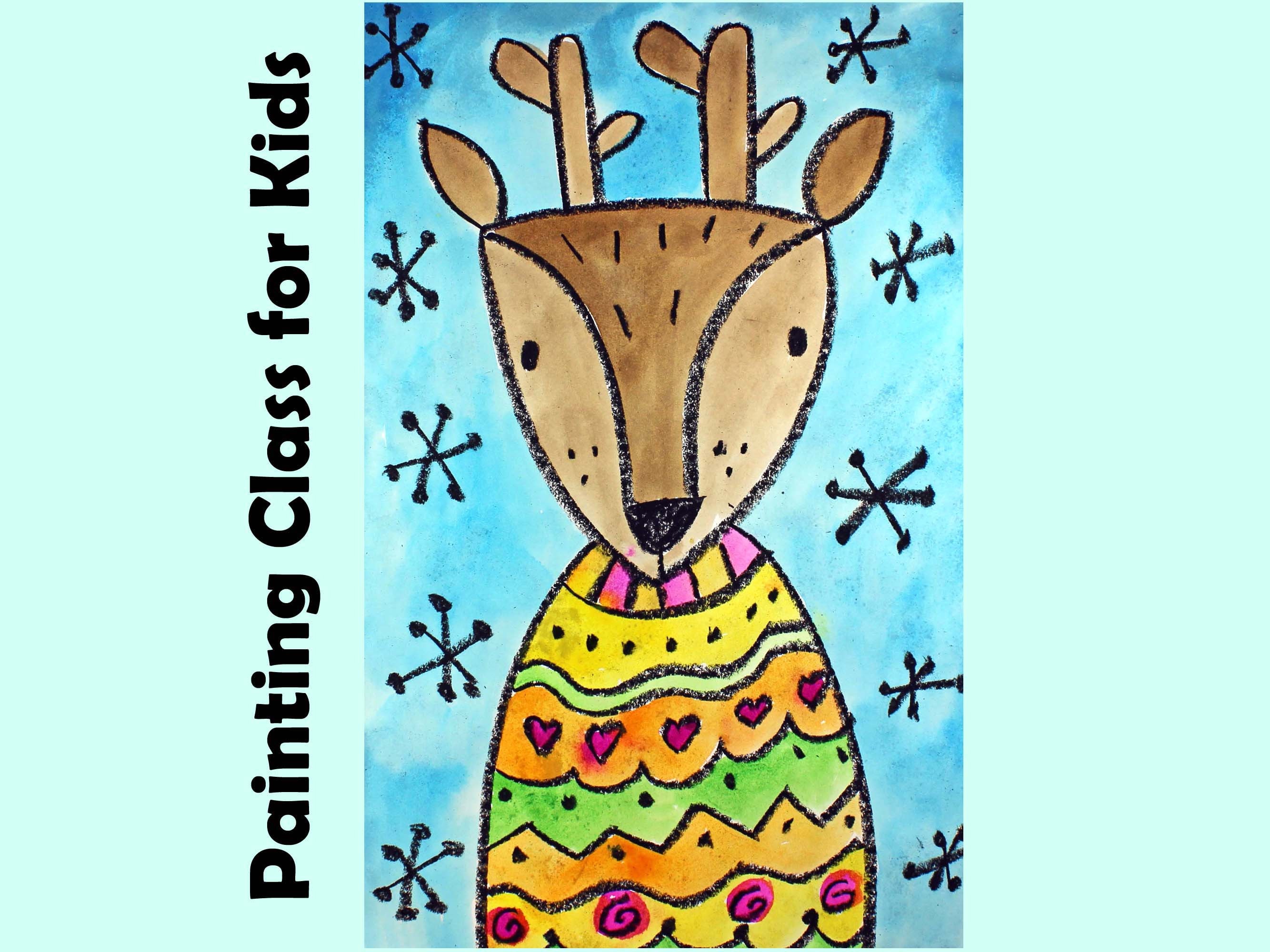 Winter REINDEER in a COZY SWEATER | Kid's Video Art Lesson | Cartoon ...