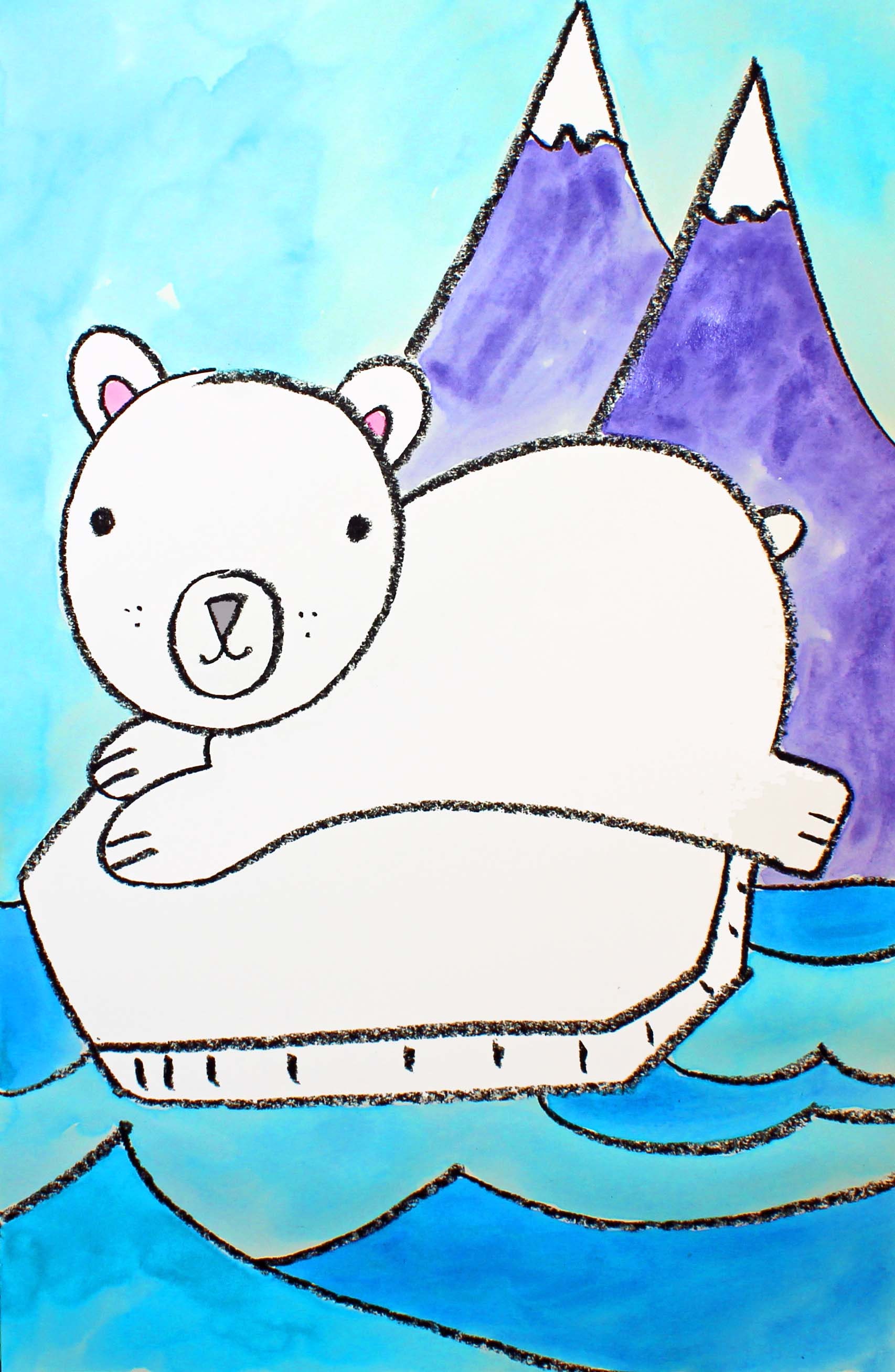 Polar Bear Art Lesson: Kids Drawing & Watercolor Tutorial (digital ...