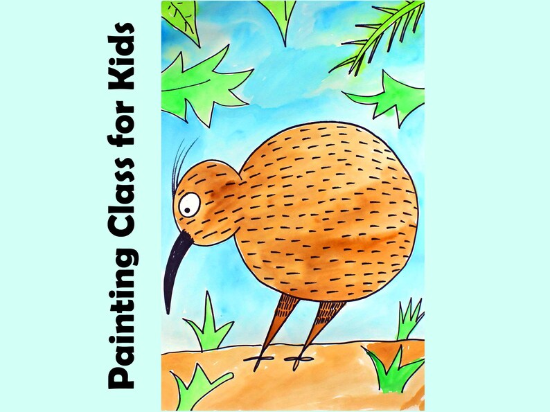 KIWI BIRD | Kid's Art Lesson Drawing & Watercolor Painting Project ...