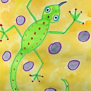 GECKO LIZARD Kids Art Lesson Step-by-step Drawing, Coloring ...