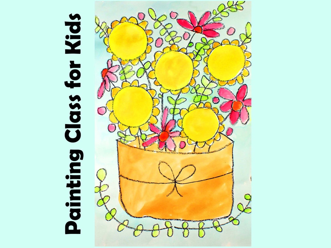 FALL FLOWER BOUQUET Kids Art Lesson Step-by-step Drawing & Watercolor ...