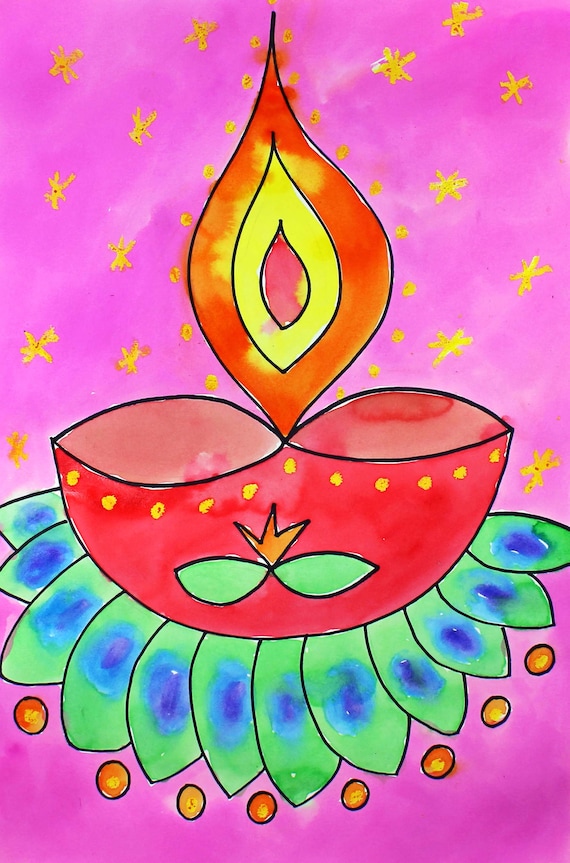 Diwali Diyas Drawings