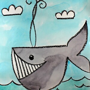 GRAY WHALE Kids Art Lesson Step-by-step Drawing & Watercolor Painting ...