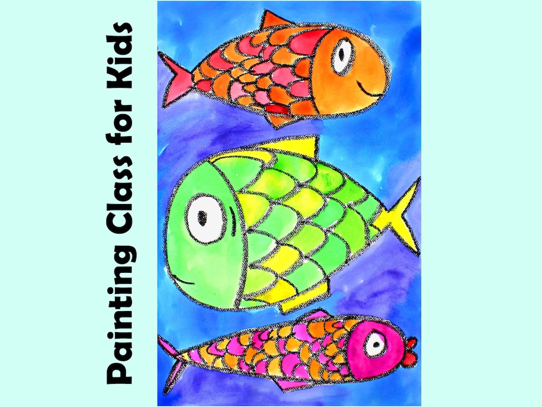 THREE FISH Kids Art Lesson Step-by-step Drawing & Watercolor Painting ...