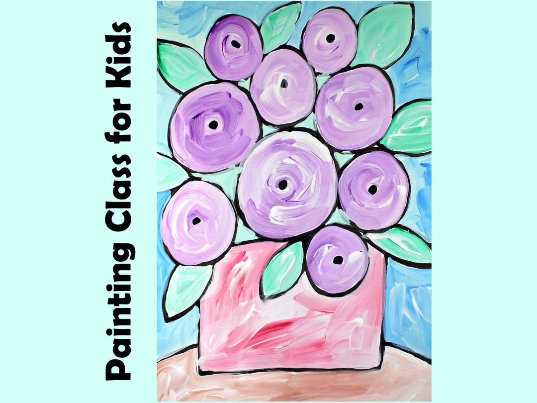 LOVELY FLOWERS | Kid's Art Lesson Drawing & Tempera or Acrylic Painting ...
