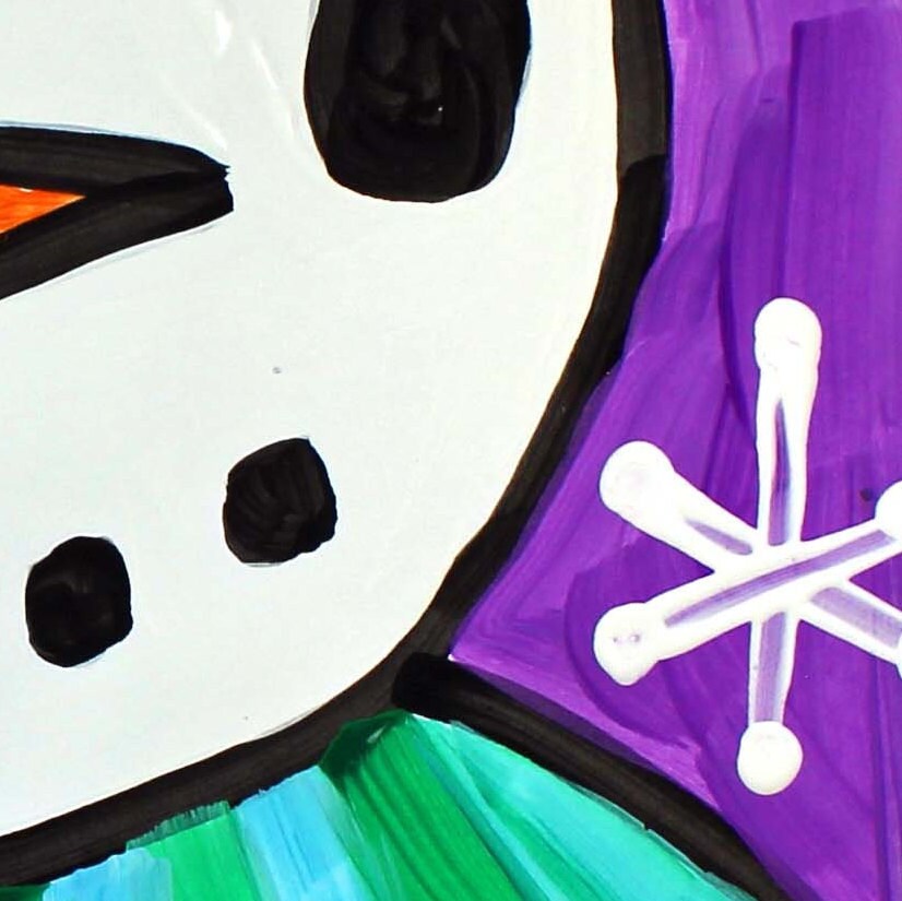 SNOWMAN in the SNOW Kids Art Lesson Step-by-step Drawing and Painting ...