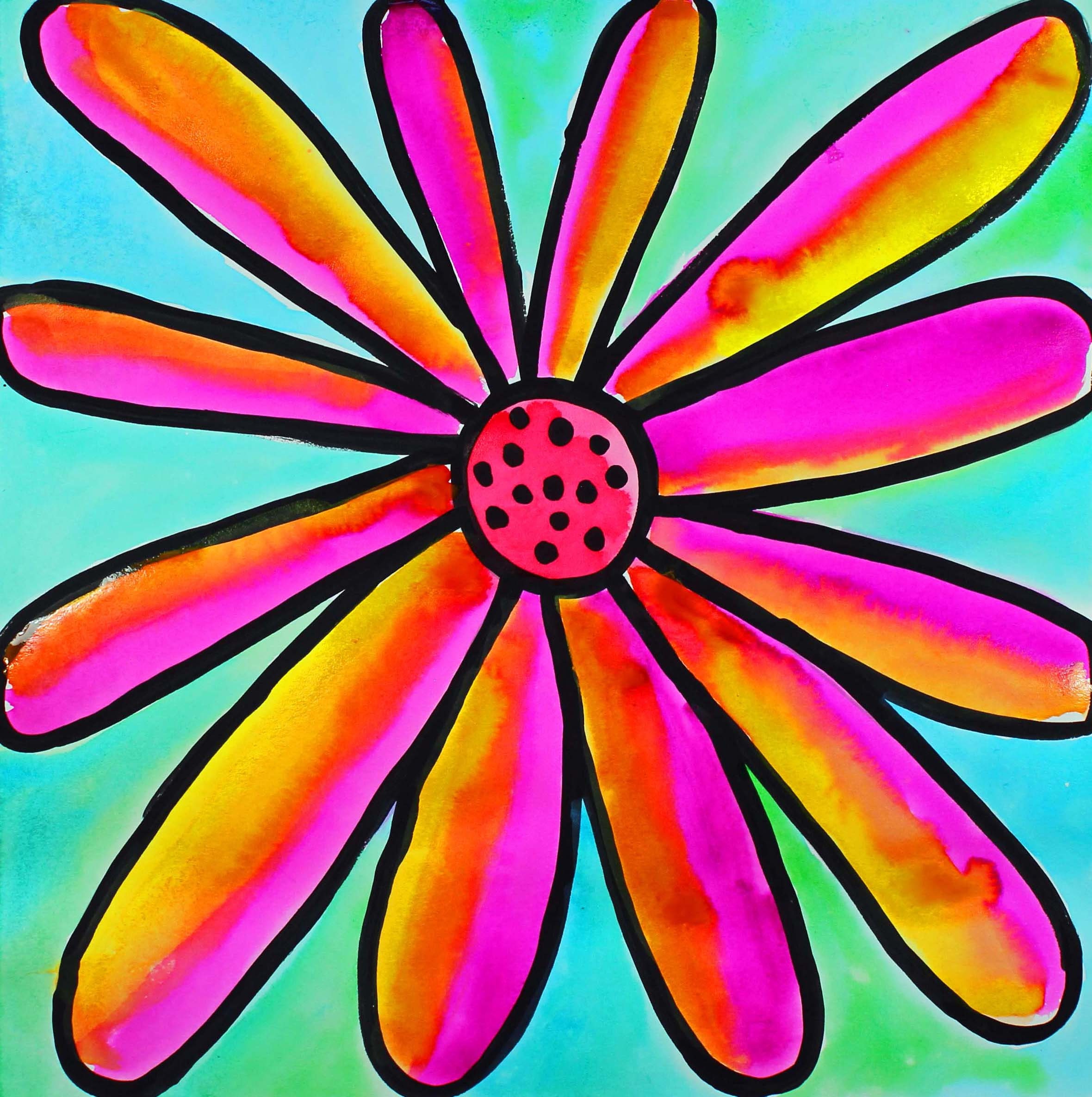 BIG FLOWER by Georgia O'keeffe Tutorial | Kids Art Lesson Step-by-step ...