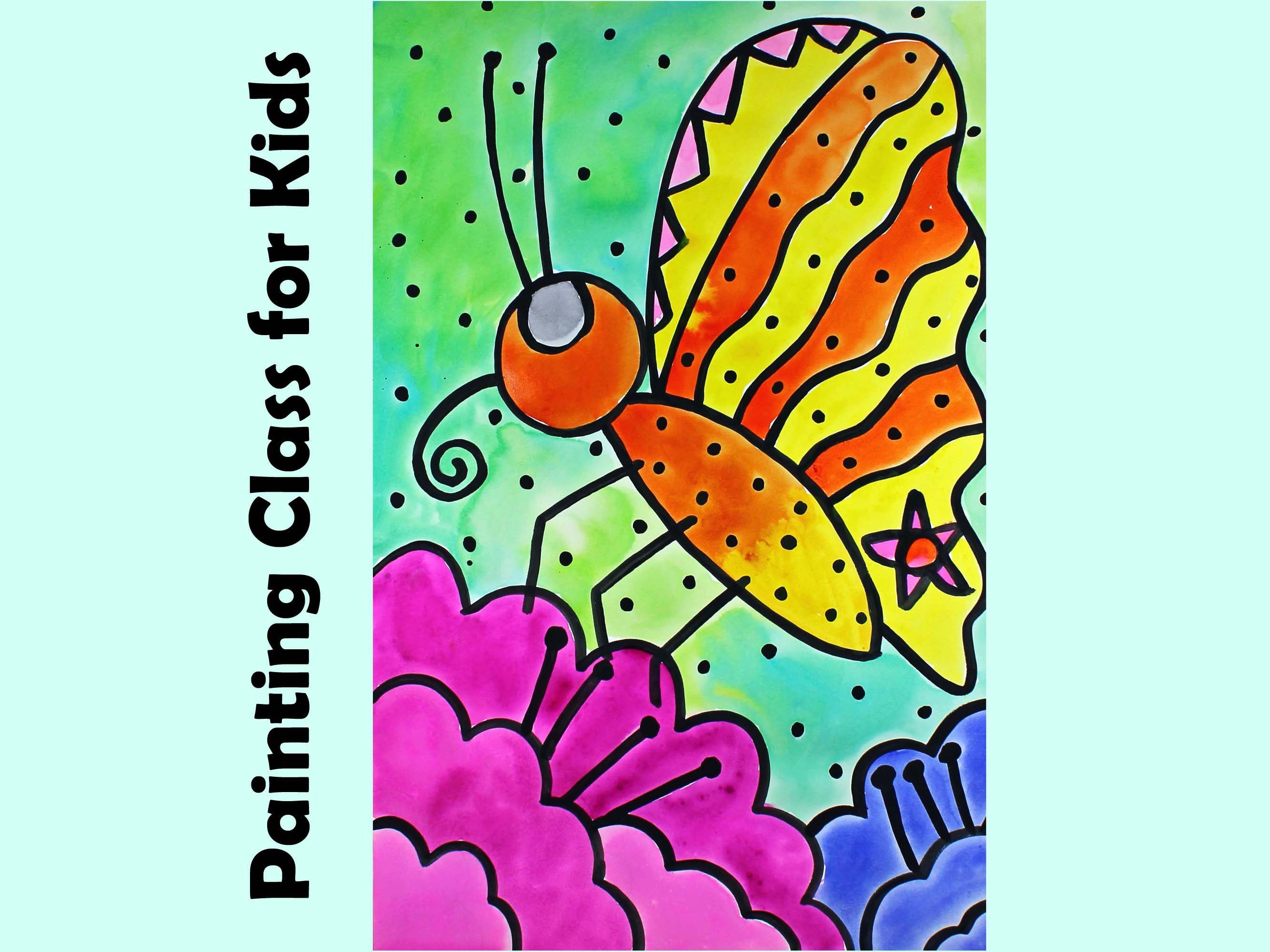 Kids Art Lesson Step-by-step Drawing & Watercolor Painting Project for ...