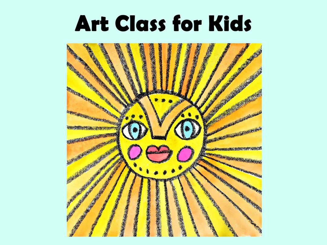 FOLK ART SUN | Kid's Art Lesson Step-by-step Drawing & Watercolor ...