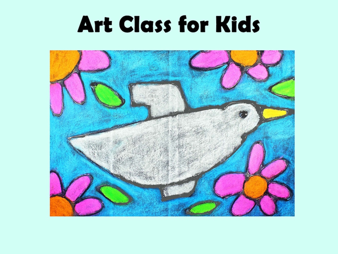 DOVE & FLOWERS by Diego Rivera Kids Chalk Pastel Art Lesson | Step-by ...