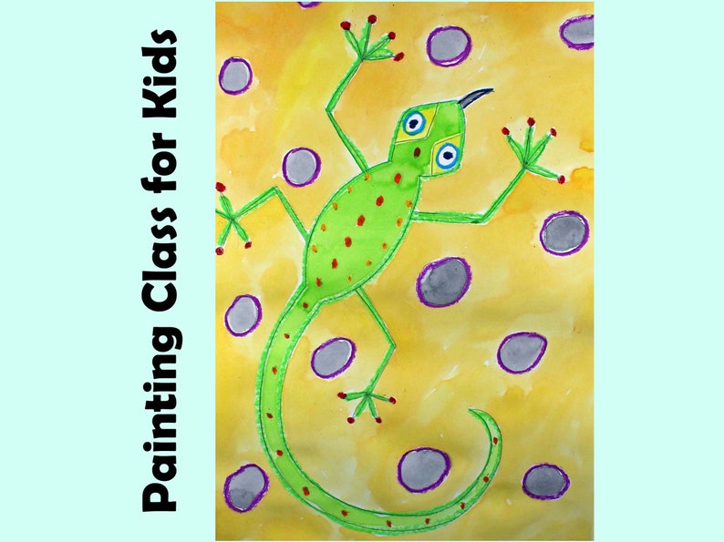 GECKO LIZARD Kids Art Lesson Step-by-step Drawing, Coloring ...