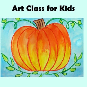 BIG PUMPKIN Kids Art Lesson Drawing & Watercolor Painting Project ...