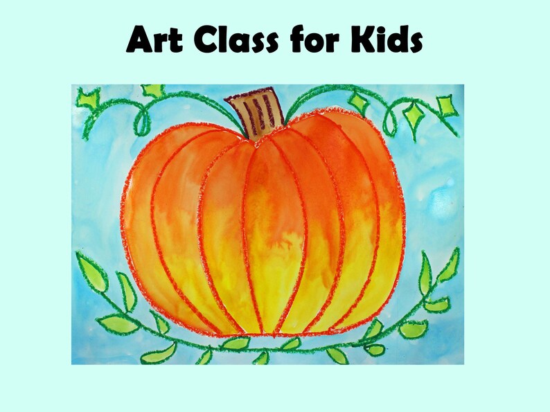 BIG PUMPKIN Kids Art Lesson Drawing & Watercolor Painting Project ...