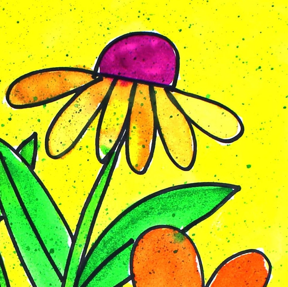 FLOWERS IN A VASE | Kid's Video Art Lesson | Easy Drawing and ...