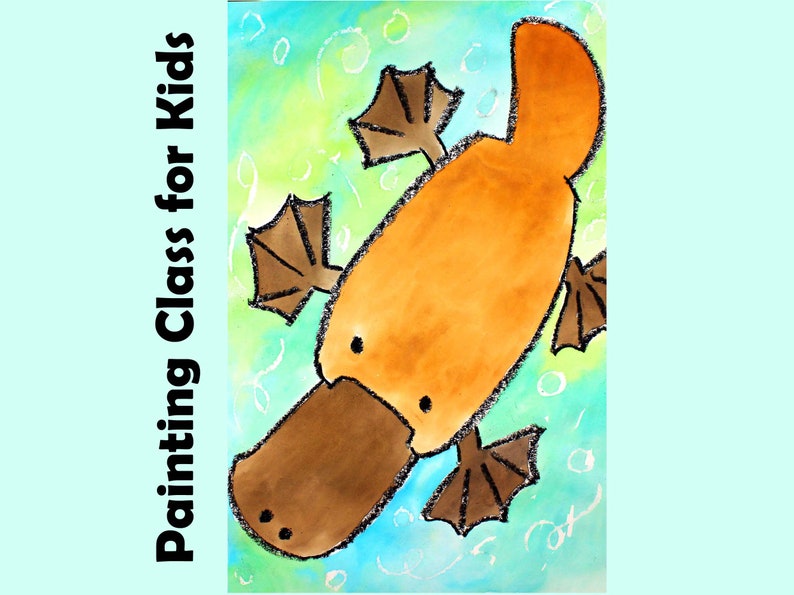 AUSTRALIA PLATYPUS | Kids Art Lesson Drawing & Watercolor Painting ...