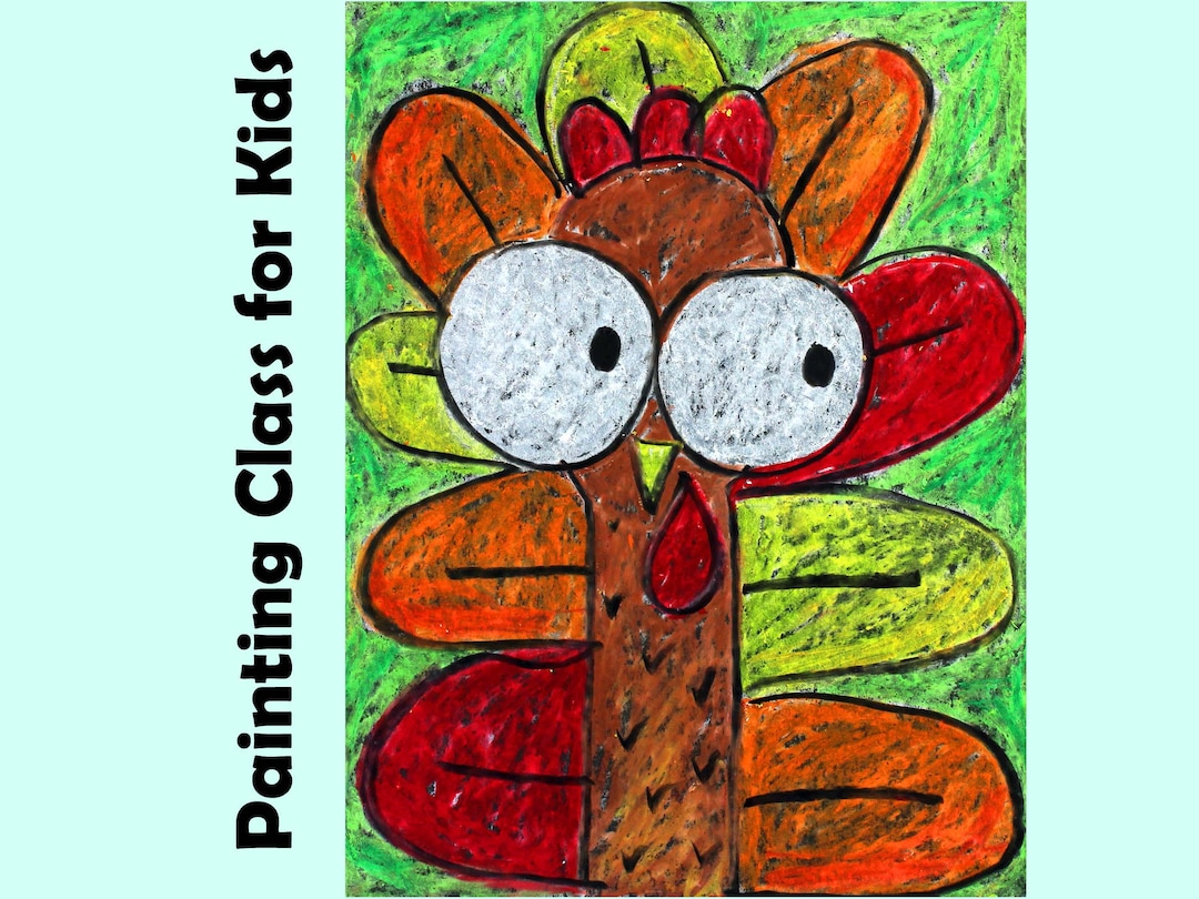 KOOKY TURKEY for THANKSGIVING | Kid's Video Art Lesson | Drawing & Oil ...
