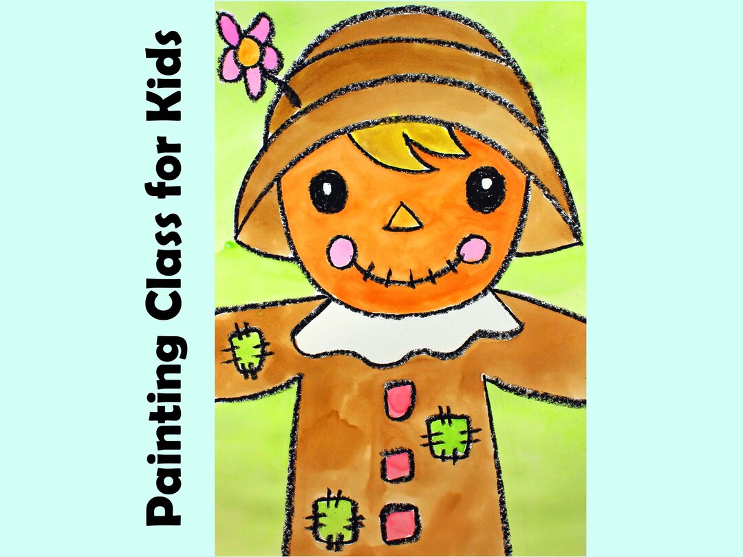 CUTE SCARECROW | Kid's Video Art Lesson | EASY Drawing & Watercolor ...