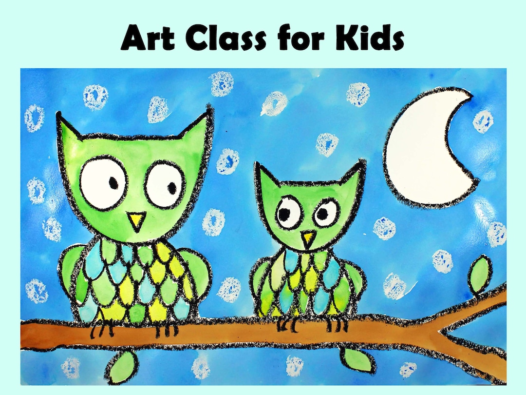 LITTLE NIGHT OWLS Kids Art Lesson Step-by-step Drawing & Watercolor ...