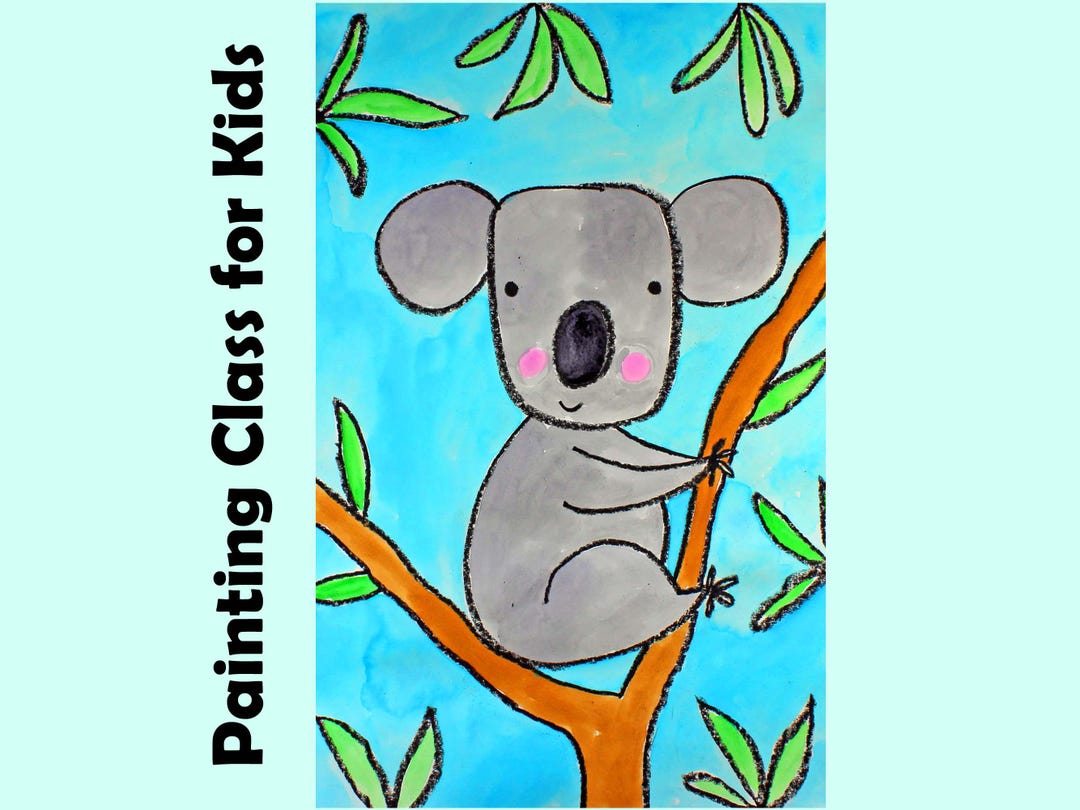 CUTE KOALA in a TREE | Kid's Video Art Lesson Drawing & Watercolor ...