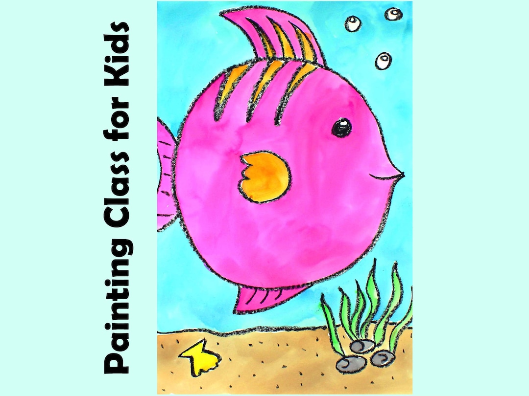 BIG FISH | Kid's Video Art Lesson | Directed Drawing & Watercolor ...