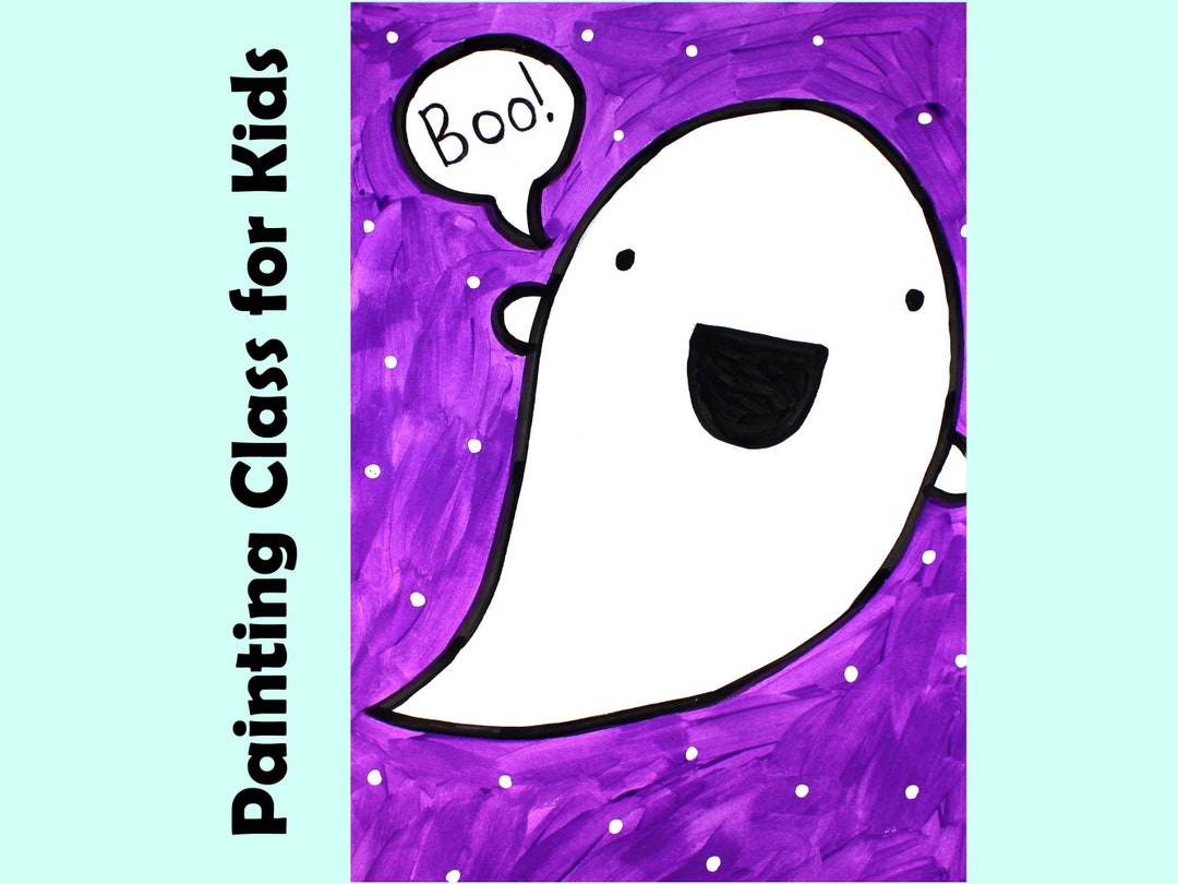 CUTE HALLOWEEN GHOST | Kid's Video Art Lesson Step-by-step Drawing ...