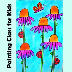 LADYBUG GARDEN Kids Art Lesson Step-by-step Drawing and Watercolor ...