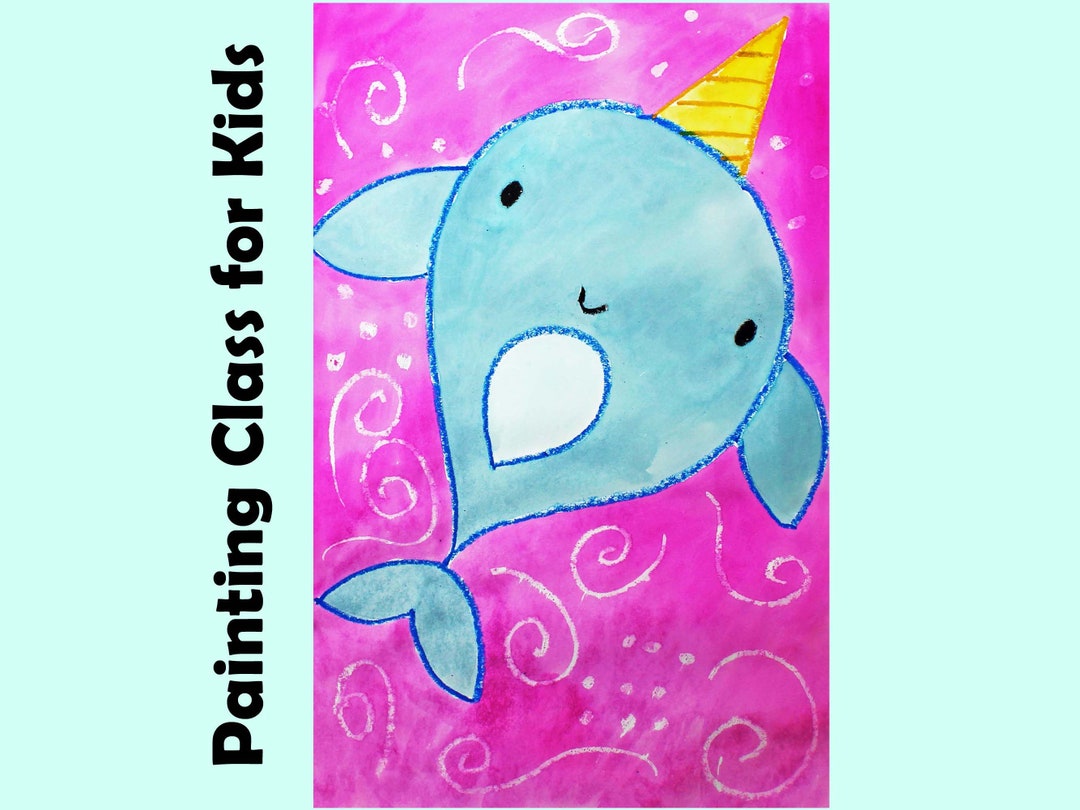 Narwhal Watercolor Painting Project: Kids Art Lesson (digital Video) - Etsy