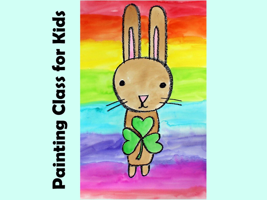 SHAMROCK RAINBOW BUNNY | Kids St. Patrick's Day Art Lesson | Drawing ...