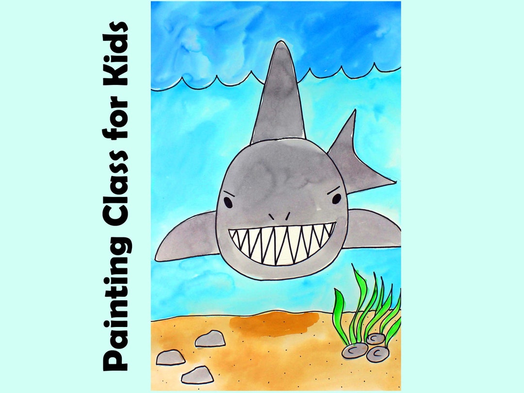 Shark Watercolor Painting Project: Kids Art Lesson (digital Download ...